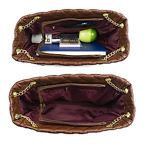 Rejolly Quilted Shoulder Bags for Women PU Leather Ladies Crossbody Handbag Stylish Envelope Purse with Chain Strap (Black)