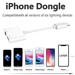 [Apple MFi Certified] Headphone Adapter for iPhone, 2 in 1 Lightning to 3.5mm Headphone and Charger Jack Dongle AUX Audio Adapter Compatible with iPhone 11/11 Pro/XS/XR/X/8 7 6, iPad, iPod, iOS 13