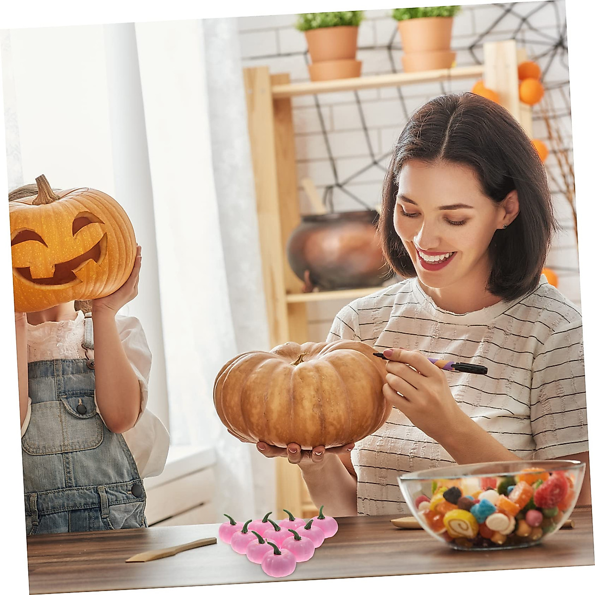 IMIKEYA 48 Pcs Artificial Pumpkin Mini Fake Pumpkins Halloween Centerpiece Small Pink Pumpkins Decorations Lifelike Pumpkins Simulation Pumpkin Decor Household Foam Little Pumpkin