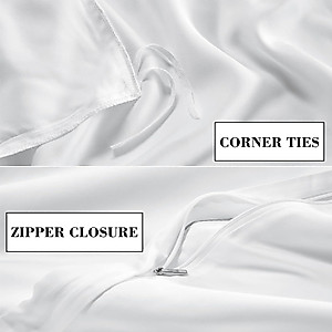 MULLEPP White Floral Duvet Cover Queen Size 3 Piece Farmhouse Yellow Botanical Flowers Leaf Pattern Microfiber Bedding Comforter Cover Set, Soft and Lightweight Quilt Cover for All Season