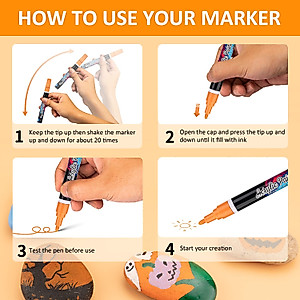 24 Colors Acrylic Paint Markers Set, Premium Acrylic Paint Pens For Rock Painting, Glass, Plastic, Ceramic,Fabric,Wood,Stone,Cardstock,DIY Easter Day,Halloween,Christmas Day,Crafts Making Art Supplies