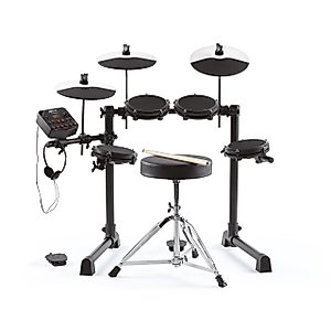 Alesis Drums Debut Kit – Kids Drum Set With 4 Quiet Mesh Electric Drum Pads, 120 Sounds, Drum Stool, Drum Sticks, Headphones and 100 Melodics Lessons
