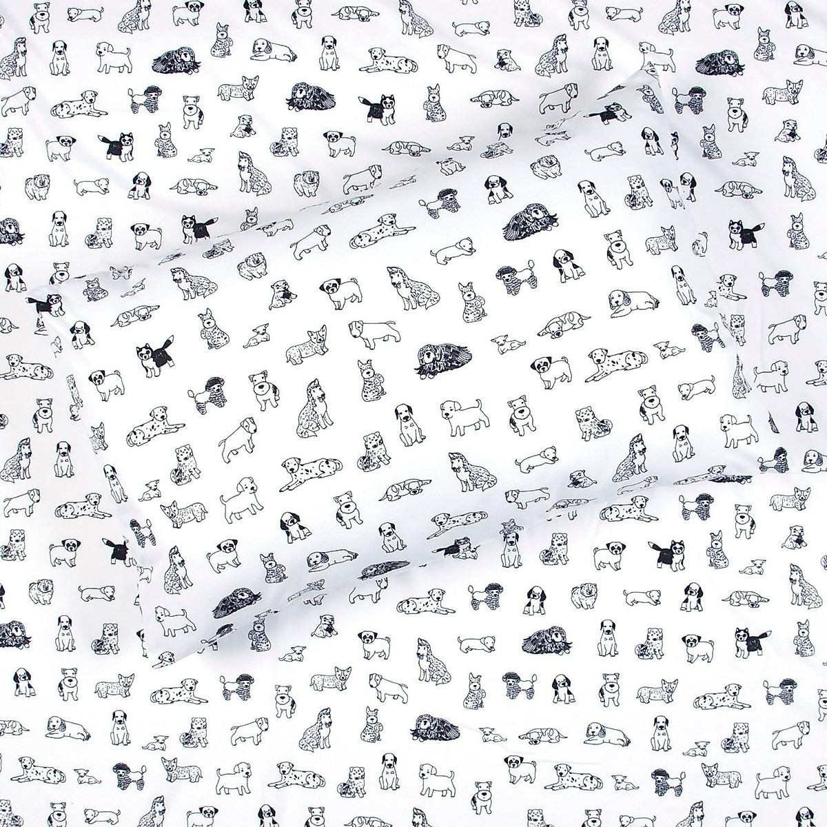 Kids Rule 3-Piece Dog Sketch Sheet Set for Boys & Kids - 1 Twin Flat Sheet, 1 Twin Fitted Sheet & 1 Queen Pillowcase, Soft Brushed Microfiber Polyester Bed Sheet, Smooth & Durable