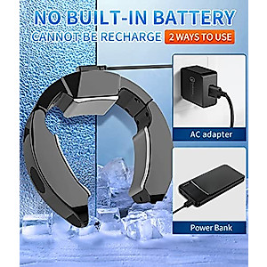 THOUSTA Neck Fan Portable Air Conditioner Bladeless Neck Fan with 3 Cooling Plates Two Speed Adjusted Portable Fan USB Fan with 10000mAh Power Bank (NO BATTERY IN THE FAN) Black