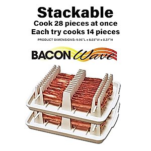 Emson Bacon Wave TRTAZ11A, Microwave Bacon Cooker, New, 9.96" x 8.03" x 0.37" (Length x Width x Height), White