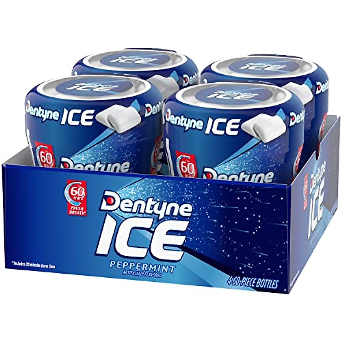 Dentyne Ice Peppermint Sugar Free Gum, 4 Bottles of 60 Pieces (240 Total Pieces)