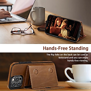 LOHASIC Compatible with Magsafe iPhone 15 Pro Max Wallet Case, Luxury Leather Detachable Credit Card Holder Slot Magnetic Pocket Phone Cases for iPhone 15 Pro Max 2023 New - Brown