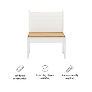 Linon Delk Wood 2 Tone Small Back Rest Bench in Honey and White