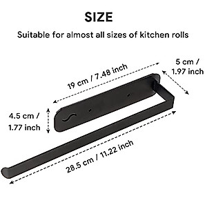 Magnetic Paper Towel Holder Black, Kitchen Towel Holder for Refrigerator Microwave Oven, Camping Paper Towel Rack for Toolbox Grill, Stainless Steel Paper Towel Stand with Strong Magnet, No Drilling