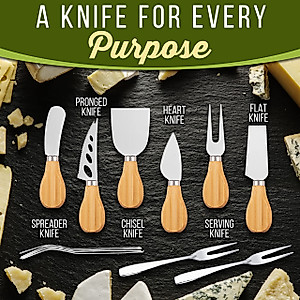 NutriChef Natural Bamboo Cheese Board Set with Bonus Condiment Cup-Extra Large Size 100% Home Organic Wooden Plate and Charcuterie Tray with 4 pcs Cutting Knife Slicer