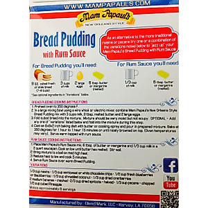 Mam Papaul's Sauce Bread Pudding With Rum Sauce (Pack of 3) New Orleans Style