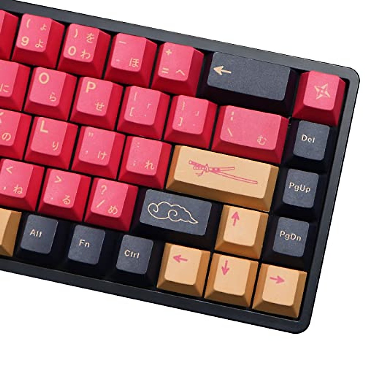 MOLGRIA Red Samurai Keycaps, 129 Set PBT KeyCaps for Gaming Keyboard, Cherry Profile Dye Sublimation Custom Keycaps with Puller for Gateron Kailh Cherry MX Switch 104/87/71/61 60 Percent Keyboard