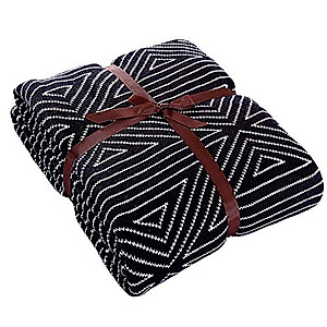 NVEOP 100% Cotton Knitted Throw Blanket, Reversible Two-Sided Blanket, Perfect for Coach/Sofa/Bed, 51”x71”