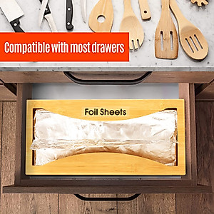 Libreshine Foil Sheet Dispenser for Drawer, Holder for 12×10.75, 9×10.75 Inches Pop Up Foil Sheets, Wax Paper Sheets, Bamboo Wall Mount Kitchen Pre-Cut Sheets Organizer