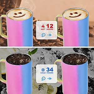 AGH 40oz Tumbler with Handle and Straw Lid, 18/8 Stainless Steel Insulated Coffee Tumbler with lid and straw Leak Proof Travel Mug, Cupholder Friendly Water Bottle for Car Camping, 1 Pack