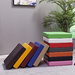 Heavyoff Outdoor Chair Cushions, Waterproof Patio Chair Cushion Set of 4, Square Corner Memory Foam Seat Cushions with Adjustable Ties for Garden, Burgundy, Yellow, 16x16x2 Inch