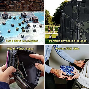 Haxtec Mini Dice Set Tiny Metal DND Dice Set with Dice Case Portable Antique Iron Metal Dice Set for Keychain