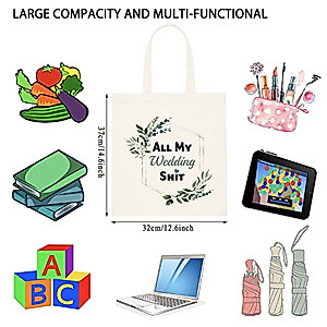 TSOTMO Bride To Be Gift All My Wedding Shit Floral Bride Wedding Day Emergency Kit Tote Bag (Wedding shit tote)