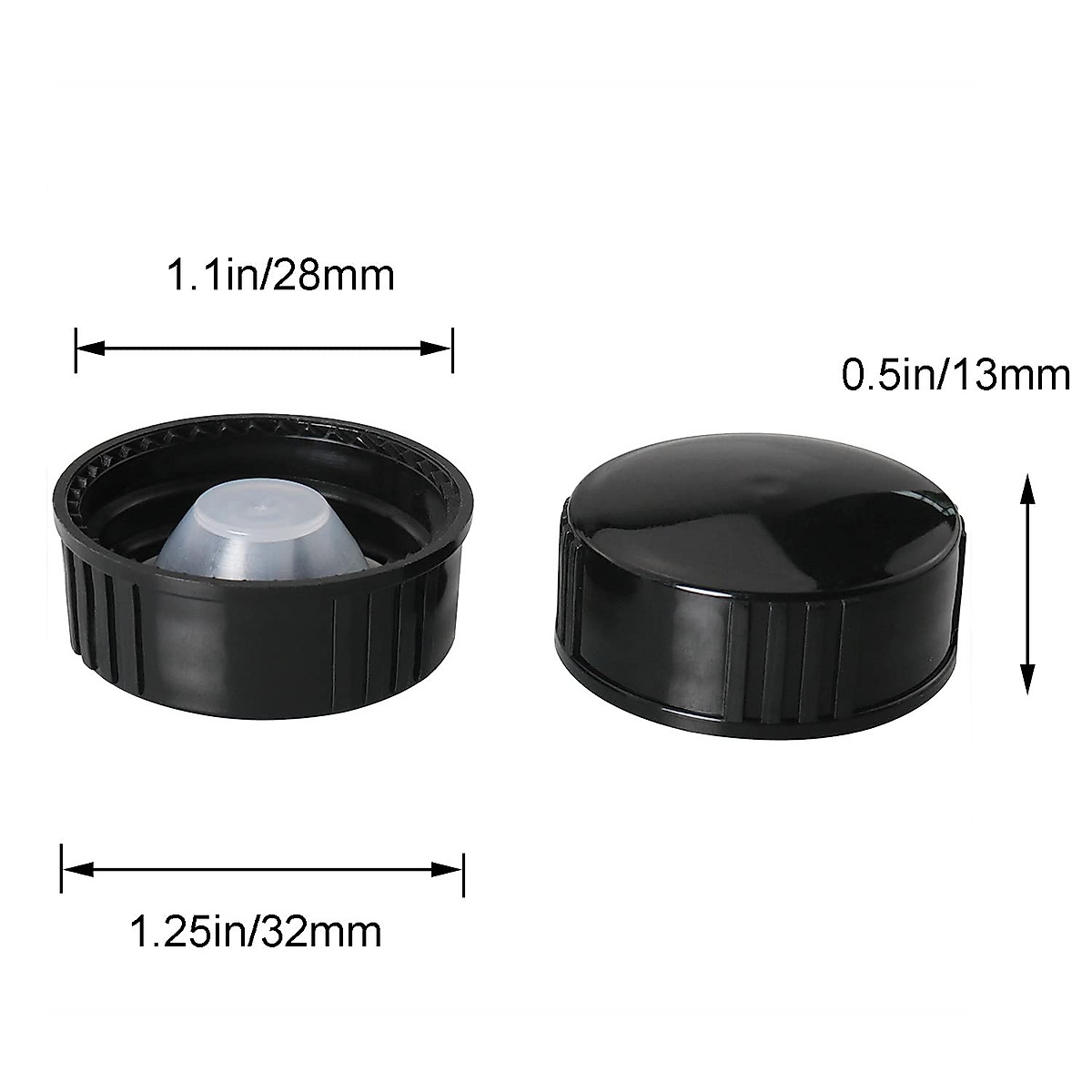 MEETOOT 12pcs Phenolic Resin Cover 28mm Black Poly Seal Screw Caps for Daily Chemicals, Food, Cosmetics Bottles