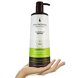 Macadamia Professional Hair Care Sulfate Paraben Free Natural Organic CrueltyFree Vegan Hair Products Weightless Hair Repair Shampoo , Green, Sheer Pecan, 33.8 Fl Oz