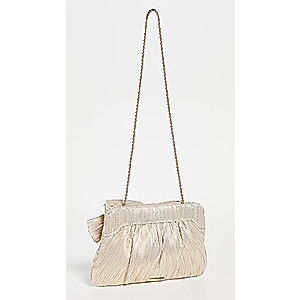 Loeffler Randall Women's Rayne Pleated Frame Clutch with Bow, Platinum, Metallic, Gold, One Size