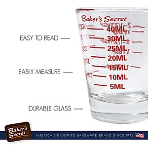 Baker's Secret - 1.5oz Shot Glass Measuring Cup, Incremental Measurements Liquid and Dry Espress Shot Glass