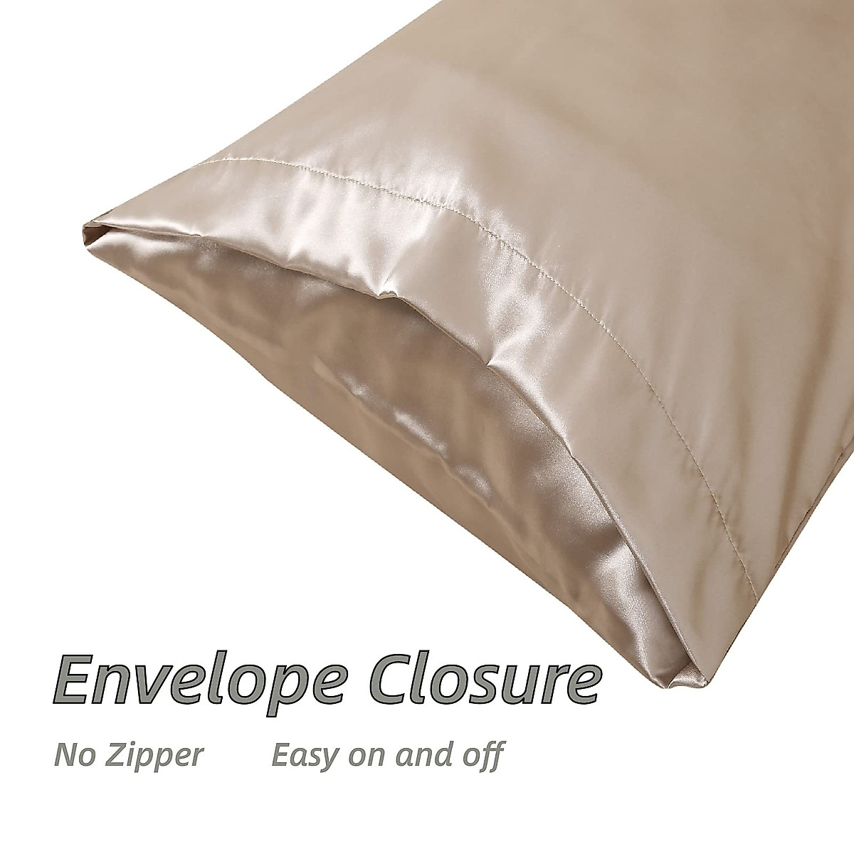 LCBD Satin Body Pillow Case for Hair and Skin, Taupe Silk Satin Body Pillow Case Cover, 20x54 Body Cooling Pillow Cover with Envelope Closure