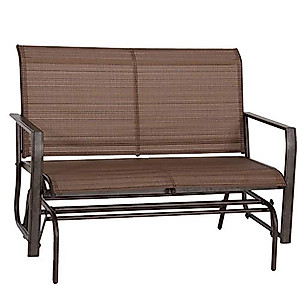 Kozyard Cozy Two Rocking Love Seats Glider Swing Bench/Rocker for Patio, Yard with Textilence Seats and Sturdy Frame (Tan)
