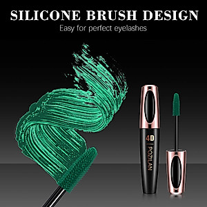 Waterproof Green Mascara with Folding Eyelash Comb Brush - Lengthening, Volumizing, Long-Lasting, Natural Eye Makeup (04 Green)