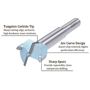 uxcell Forstner Drill Bits 20mm, Tungsten Carbide Wood Hole Saw Auger Opener, Woodworking Hinge Hole Drilling Boring Bit Cutter (Blue, Silver Tone)