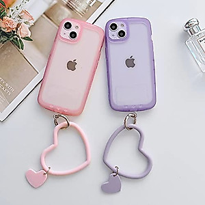 Naiadiy Silicone Heart Loop Phone Lanyard, Cell Phone Hand Wrist Lanyard Strap with Key Chain Holder, Universal for Phone Case Anchor Fit All Smartphones-Black