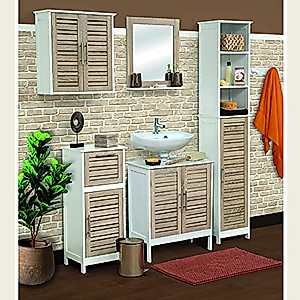 EVIDECO Bathroom Linen Tower Cabinet Stockholm 1 Door 5 Shelves Wood Oak-Colored