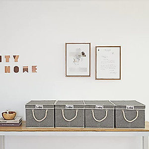 LoforHoney Home Bundle- Storage Bins with Lids Light Gray XLarge 4-Pack, Storage Baskets with Metal Frames Light Gray Jumbo 2-Pack