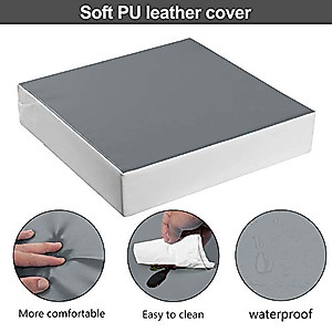 Kalawen Toddler Booster Seat Cushion upgrade, PU Washable 2 Straps Safety Buckle Kids Booster Seat for Dining Table, Portable Travel Increasing Cushion for Chair