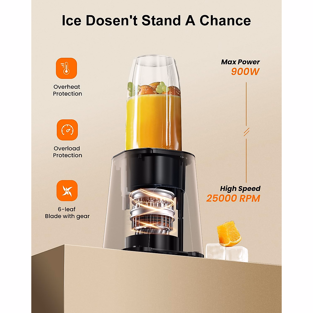 VEWIOR Smoothie Bullet Blender for Shakes and Smoothies 850W, 12 Pieces Personal Blenders for Kitchen with 6 Fins Blender Blade, Smoothie Blender with 2*23 oz To-Go Cups