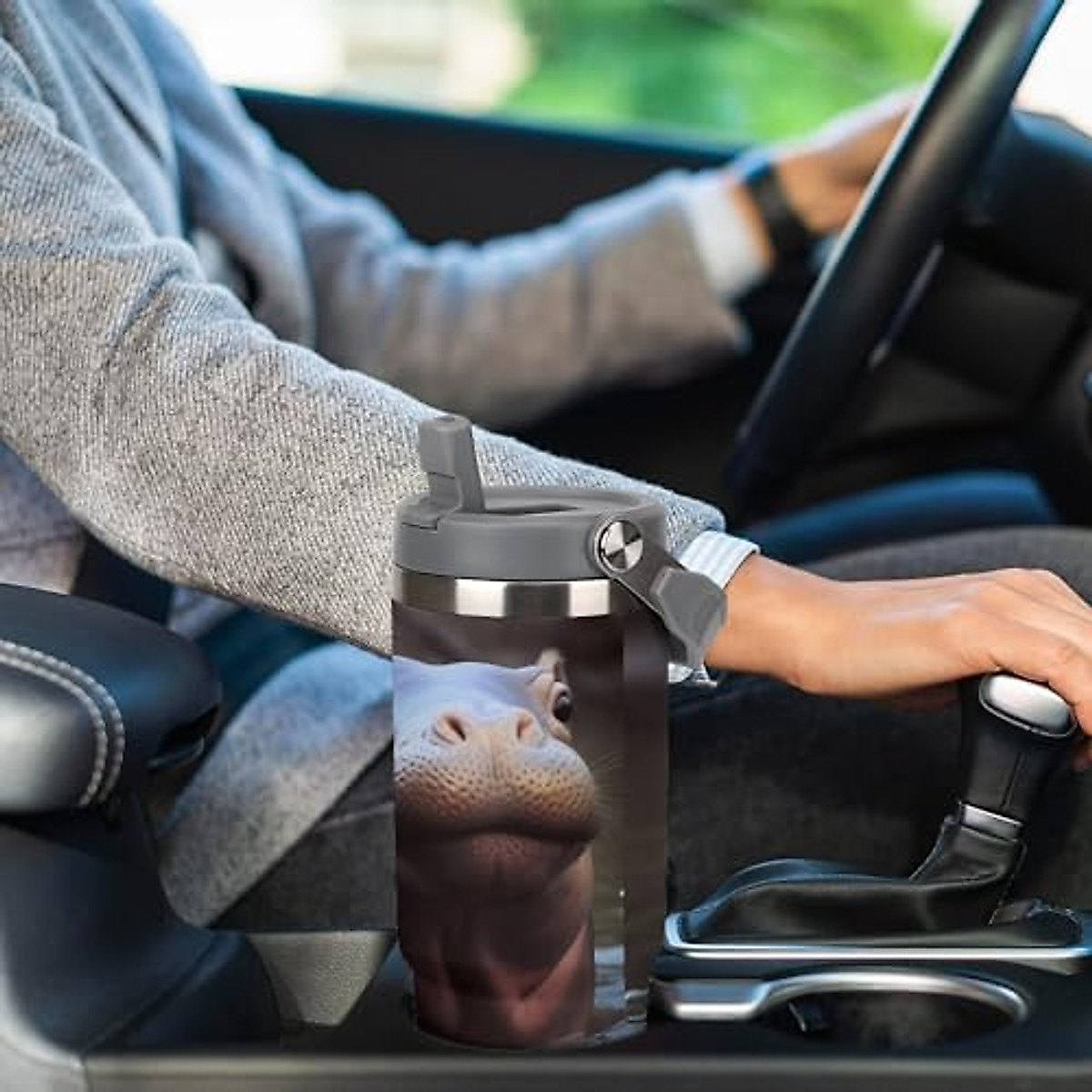 SYJTGDE Large Capacity Car Cup Baby Hippos Fashionable Upgrade Car Cup Advanced And Beautiful Travel Cup