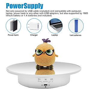 Fotoconic Motorized Rotating Display Stand, 20CM /Load 8KG, 360 Degree Electric Rotating Turntable for Photography Products, Jewelry, Cake,3D Model,Mirror Cover (White)