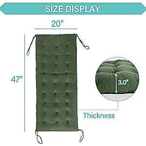 Tiita Rocking Chair Cushion with Ties Overstuffed Seat Back Cushion Pad Tufted Pillow for Outdoor Indoor Home (Green, 20 x 47 inch)