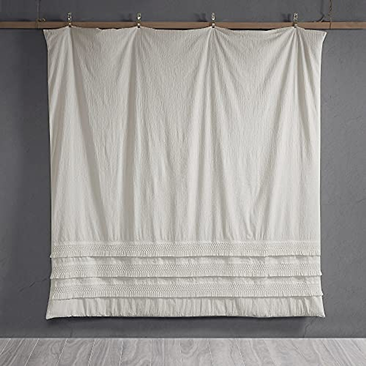 Madison Park Amaya 100% Cotton Duvet Set - Seersucker Design with Tassel Trims Accent, Breathable Cover for Comforter, All Season Bedding with Matching Sham, Full/Queen(90"x90") Ivory 3 Piece