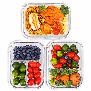 Moretoes Glass Food Storage Containers, 6pcs, 35oz, Glass Bento Box, Glass Meal Prep, Airtight Storage Container, Glasslock Container, Clear Containers