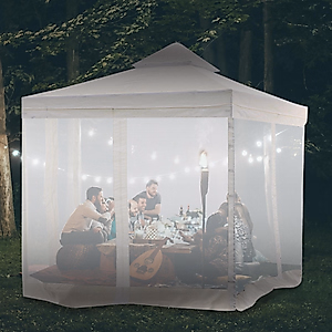 Yescom 10x10Ft Gazebo Top Replacement with Mesh Net for 2 Tier Fit for Y00610T07NET Outdoor Canopy Cover Patio Garden Party Backyard White