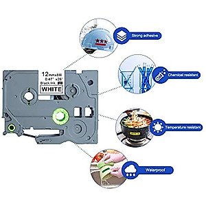 TZe-221 Laminated Label Tape Compatible for BRO TZe221 TZe 221 Black on White 2 Pack 0.35" x 26.2 Feet(9mm x 8m) for P-Touch PT-D200 PT-D210 PT-7600 PT-E300 PT-D400 Label Makers