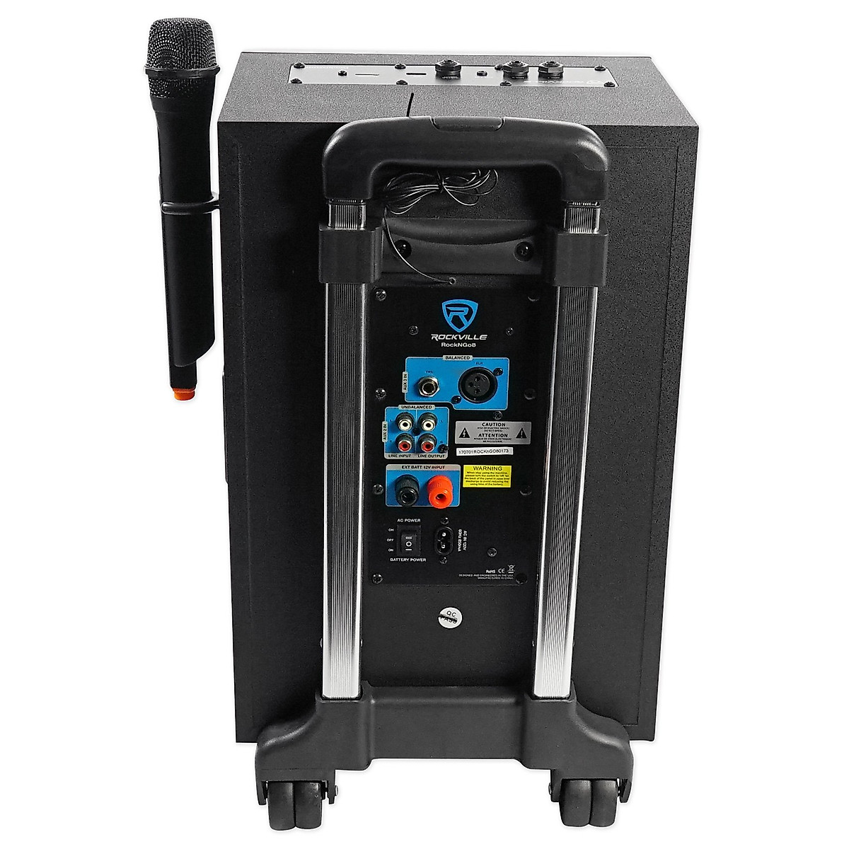 Rockville ROCKnGo 8" Rechargeable PA Speaker w/Bluetooth+Headset+Wireless Mic