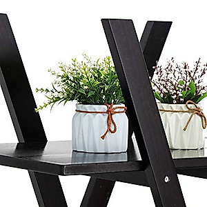 SUPER DEAL A Frame Bookshelf Storage Shelves, 4 Tier Ladder Bookcase Free Standing, Plant Book Display Furniture for Home Office, Black