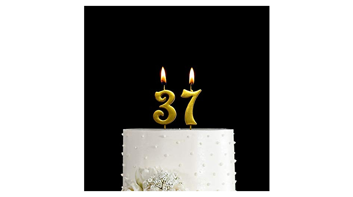 MAGJUCHE Gold 37th Birthday Candle - Perfect Cake Topper