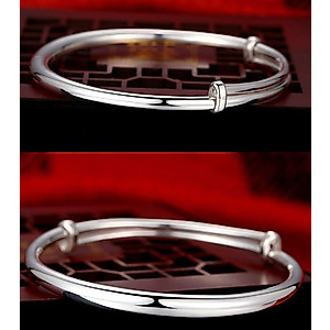 SOSUO Fashion Women Jewelry Solid 925 Sterling Bangle Bracelet Gift, Silver, (9inch)