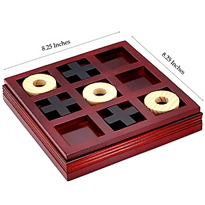 RNK Gaming Wooden Tic Tac Toe Board Game for Kids or Adults Classic Coffee Table Décor