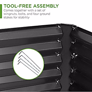 Best Choice Products 4x4x1.5ft Outdoor Metal Raised Garden Bed, Medium Root Box Planter for Vegetables, Flowers, Herbs, and Succulents w/ 179 Gallon Capacity