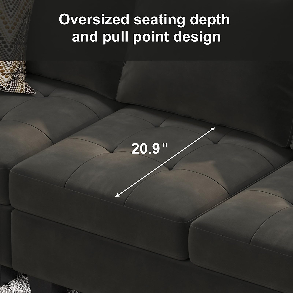 Belffin Velvet Modular Sofa Couch 3 Seater Sofa Couch for Living Room Grey