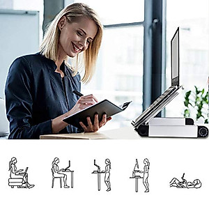 Adjustable Laptop Stand Table for Office, RAINBEAN Portable Lap Desk Stand Compatible Notebook Tablets MacBook,Foldable Lift Bracket Aluminum Ergonomics Design,Office or Home Desk Suitable for Ipad